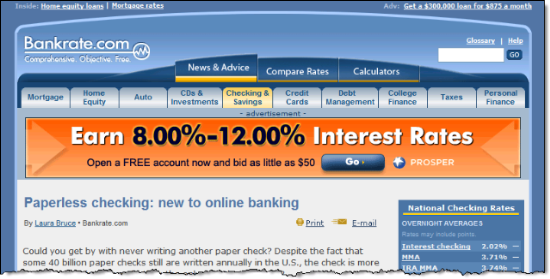 Prosper Advertising on BankRate.com - Finovate